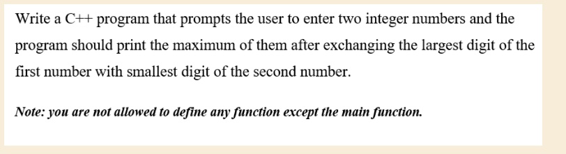 Solved Write A C Program That Prompts The User To Enter Two Integer Numbers And The Program