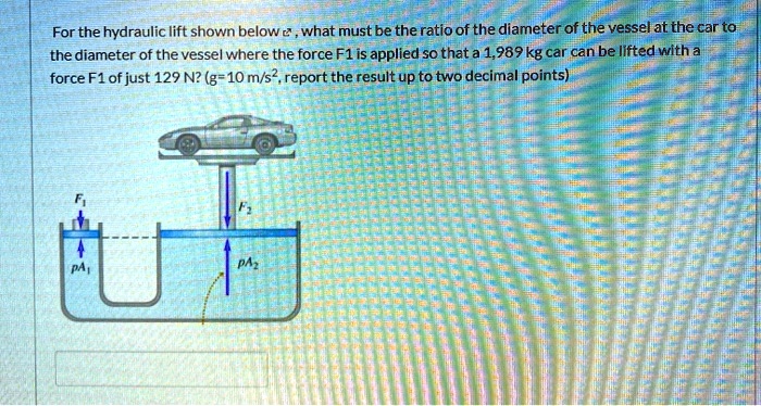 SOLVED: For the hydraulic lift shown belowc what must be theratio of ...