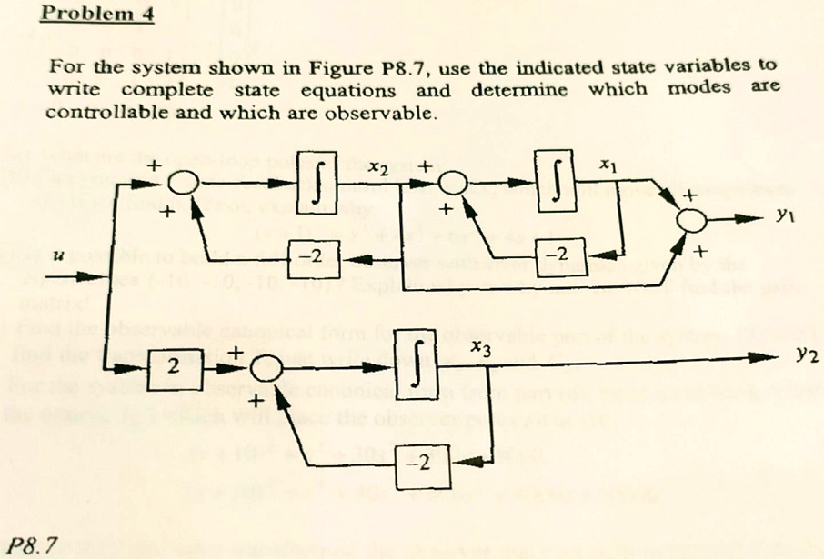 Problem 4 For the system shown in Figure P8.7, use the indicated state ...