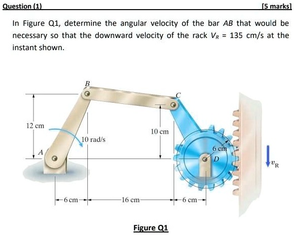 question1 5 marks in figure q1determine the angular velocity of the bar ...