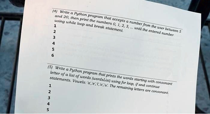 SOLVED: Using a while loop and break statement, write a Python program ...