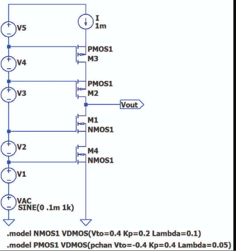 SOLVED: A schematic of an amplifier is shown. The DC voltage sources ...