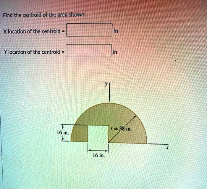 SOLVED: Find the centroid of the area shown: X location of the centroid Ylocation of the ...