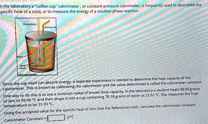 SOLVED: In the laboratory, a "coffee cup calorimeter" or constant pressure calorimeter is ...