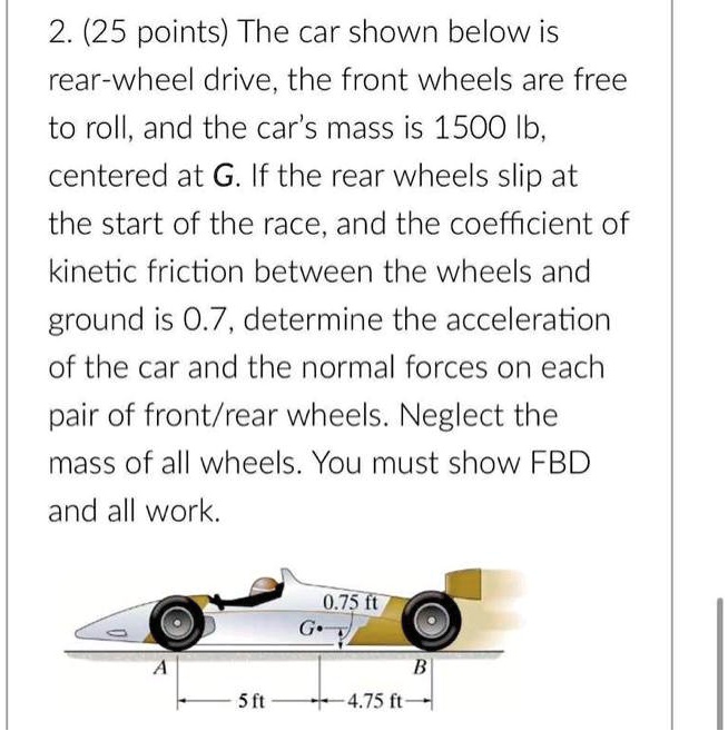 SOLVED: 2.25 points The car shown below is rear-wheel drive. The front ...