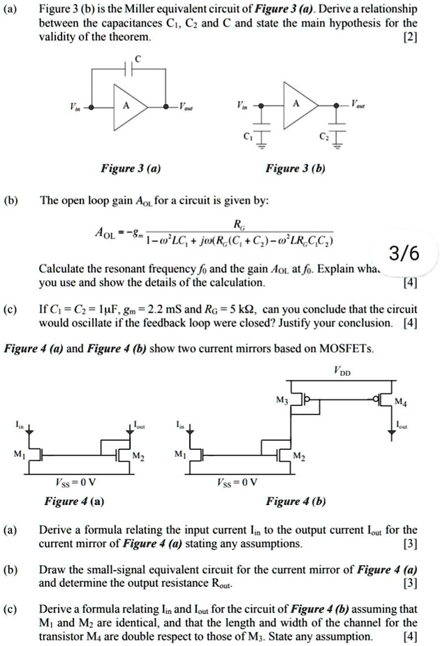 SOLVED: (a) Figure3(bis the Miller equivalent circuit of Figure3a ...