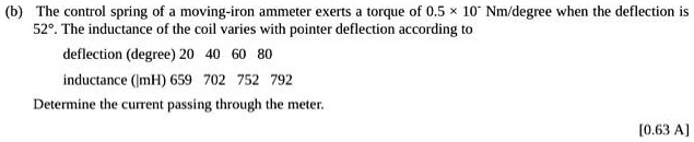 SOLVED: solve it asap (b) The control spring of a moving-iron ammeter ...