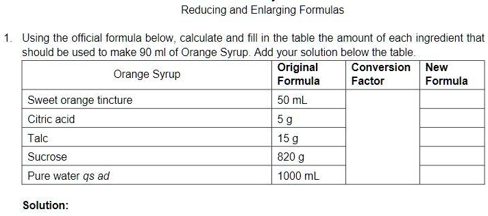 Reducing and Enlarging Formulas 1. Using the official formula below ...