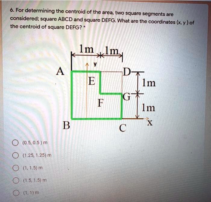 SOLVED: 6. For determining the centroid of the area, two square ... SOLVED: 6. For determining the centroid of the area, two square ...