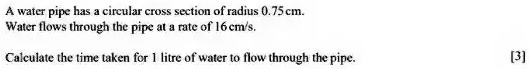 SOLVED: watet pipe has circular cross section of radius 0.75cm: Waler ...