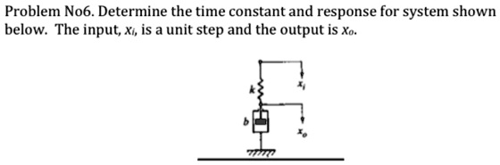 Problem No6. Determine the time constant and response for system shown below. The input, xi, is ...