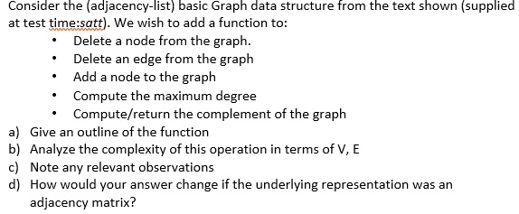 Solved Consider The Adjacency List Basic Graph Data Structure From The Text Shown Supplied 
