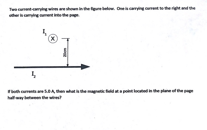 SOLVED: Two current-carrying wires are shown in the figure below. One ...