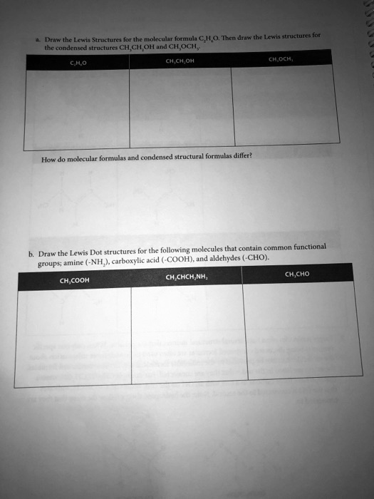 SOLVED: Draw the Lewis Structurcs for the molecular formula €,H,O Then ...