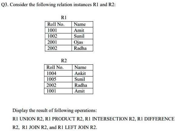 consider the following relation istances r1 and r2 59979 consider the following relation istances r1 and r2 59979