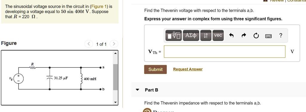 SOLVED: Please find the impedance and voltage. The sinusoidal voltage source in the circuit in ...