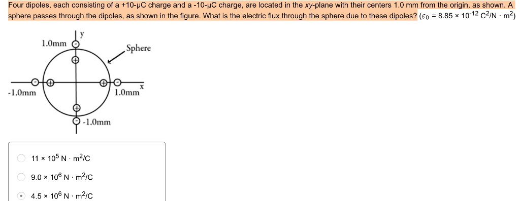 four dipoles each consisting of 10 hc charge and a 10 hc charge are ...