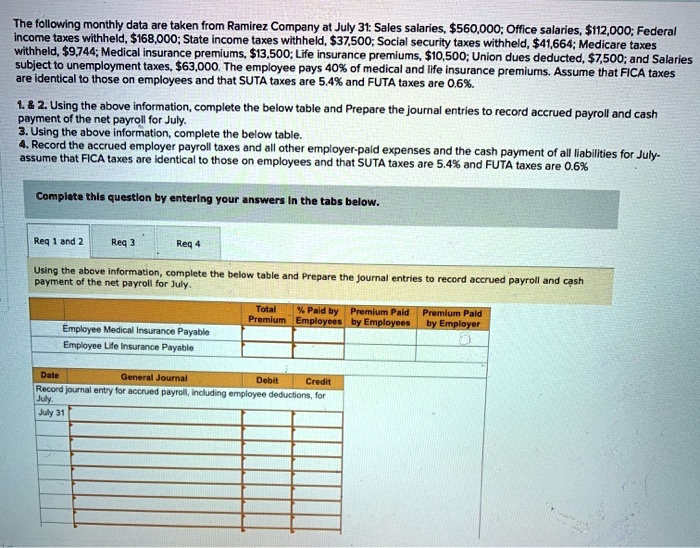SOLVED: The following monthly data are taken from Ramirez Company at ...