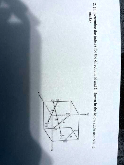 SOLVED: marks) (1) Determine the indices for the directions and shown the below cubic unit cell