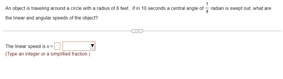 SOLVED: An object is traveling around a circle with a radius of 8 feet ...
