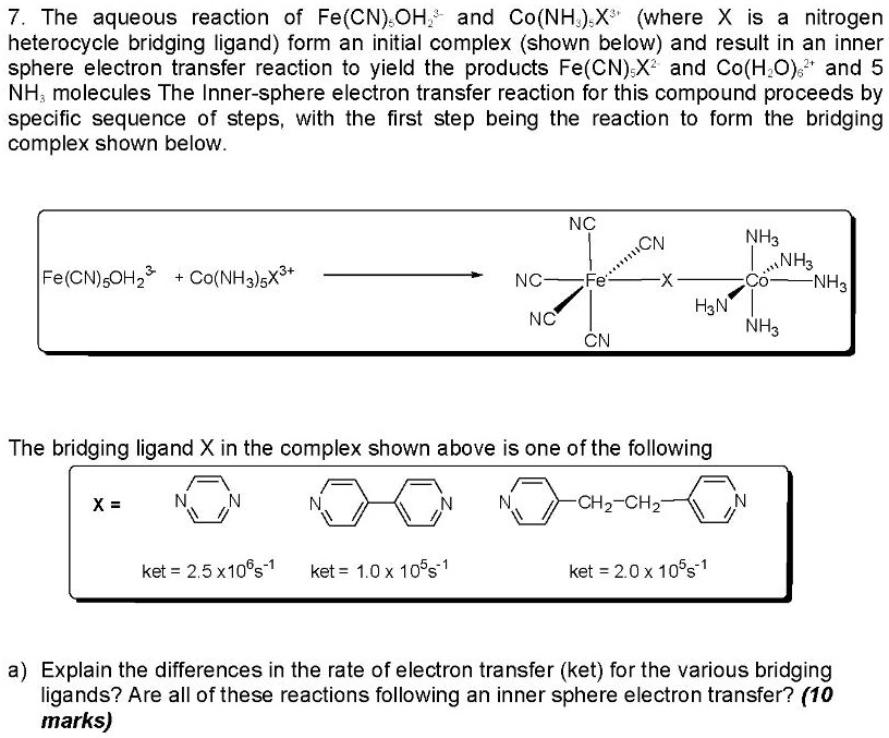 SOLVED:The aqueous reaction ofFe(CN) OH; and Co(NHJ)X" (where nitrogen ...