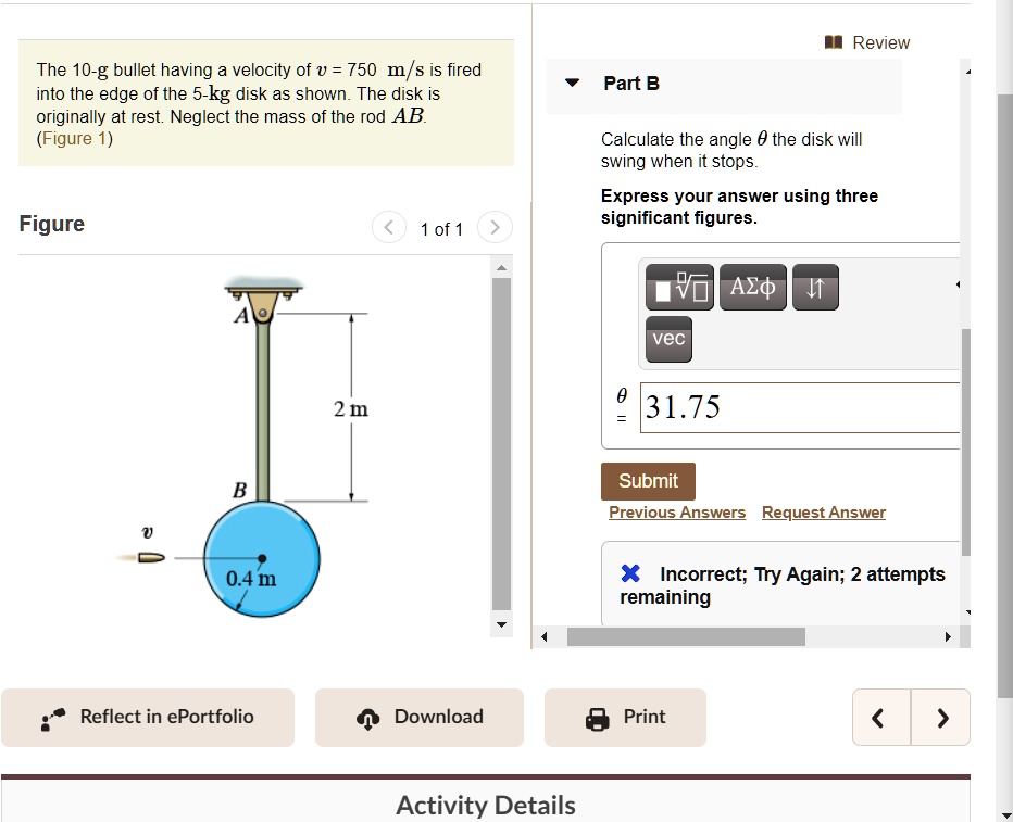 review the 10 g bullet having a velocity of v 750 ms is fired into the ...