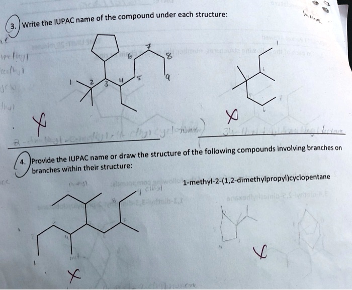 SOLVED: Write the IUPAC name of the compound under each structure: Structure of the following ...