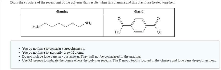 SOLVED:Draw the structure of the repeat unit of the polymer that ...