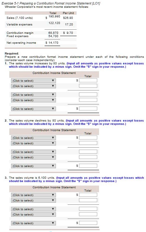 exercise 5 1 preparing a contribution format income statement lo1 ...