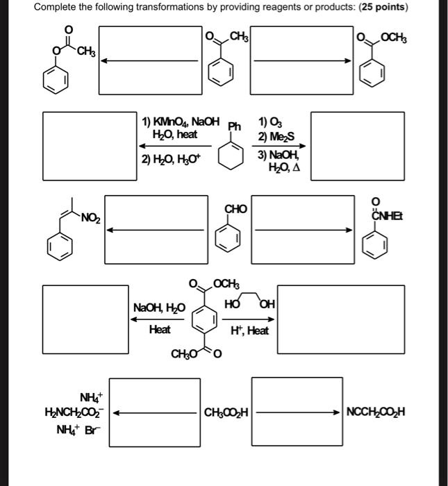 SOLVED: Complete the following transformations by providing reagents or ... SOLVED: Complete the following transformations by providing reagents or ...