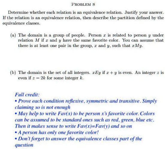 SOLVED: PROBLEM Determine whether each relation is an equivalence ... SOLVED: PROBLEM Determine whether each relation is an equivalence ...