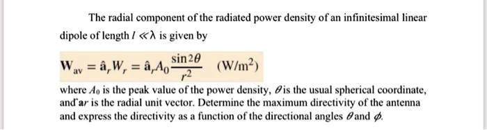 the radial component of the radiated power density of an infinitesimal ...