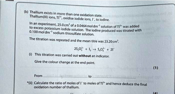 thallium exists in more than thalliumlll one oxidation state ions tl ...