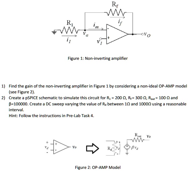 r vv figure 1 non inverting amplifier 1find the gain of the non inverting amplifier in figure 1 ...