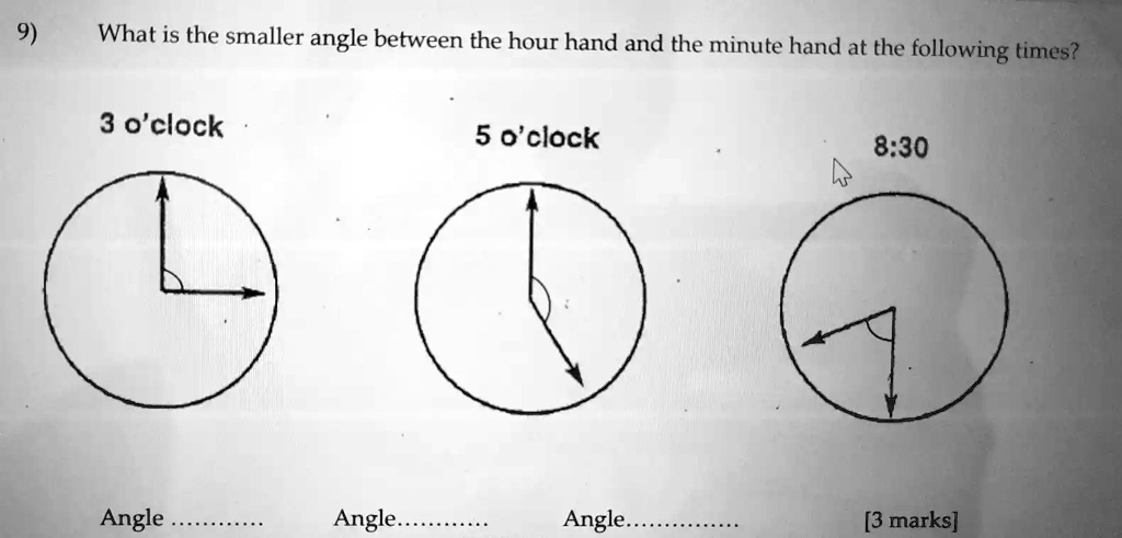 What is the smaller angle between the hour hand and the minute hand at ...