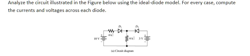 Analyze the circuit illustrated in the Figure below using the ideal-diode model. For every case ...