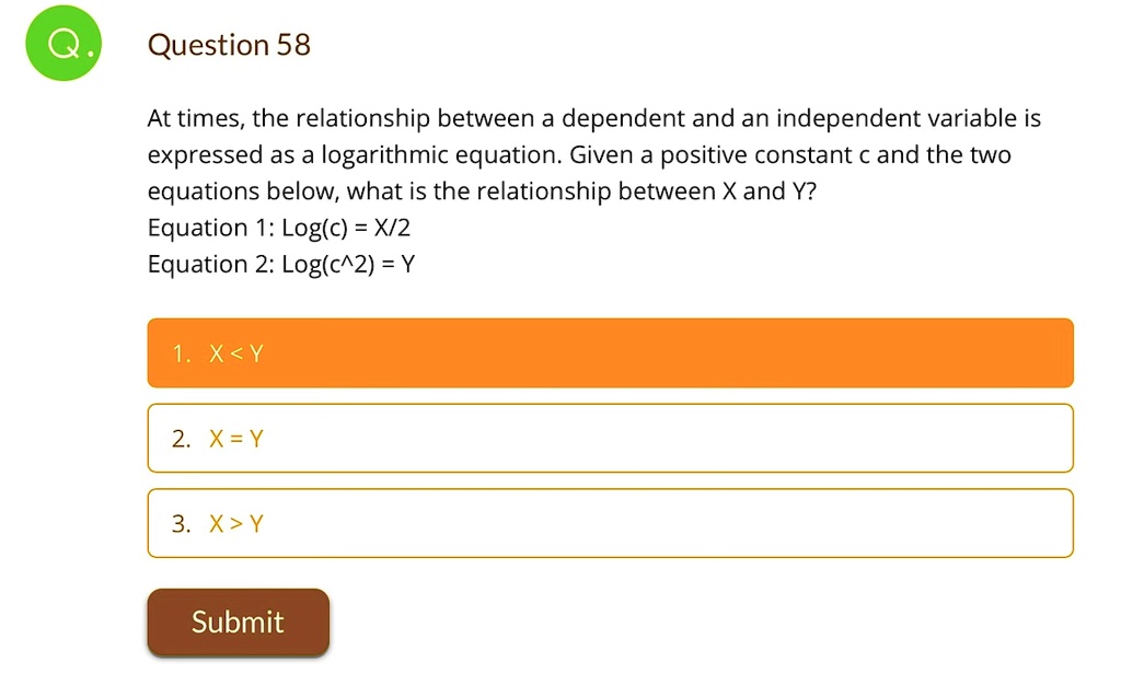 SOLVED: Question 58 At times, the relationship between a dependent and ...