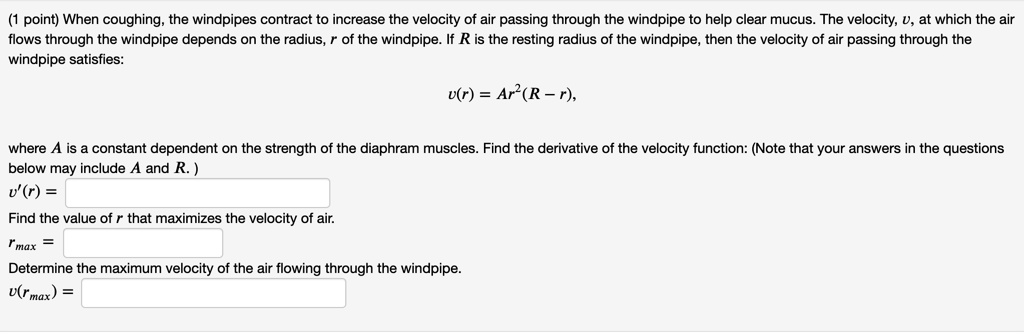 SOLVED: When coughing, the windpipes contract to increase the velocity ...