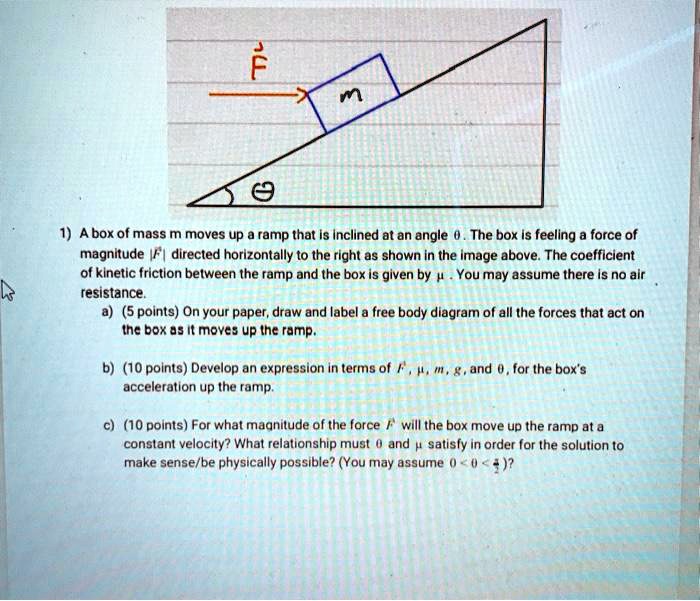 SOLVED:A box of mass m moves Up ramp that Is Inclined at an angle The ...