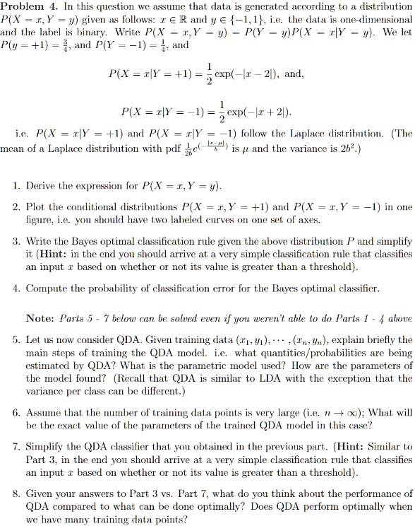 SOLVED: Answer the 5th to 8th Problem 4. In this question we assume that data is generated ...