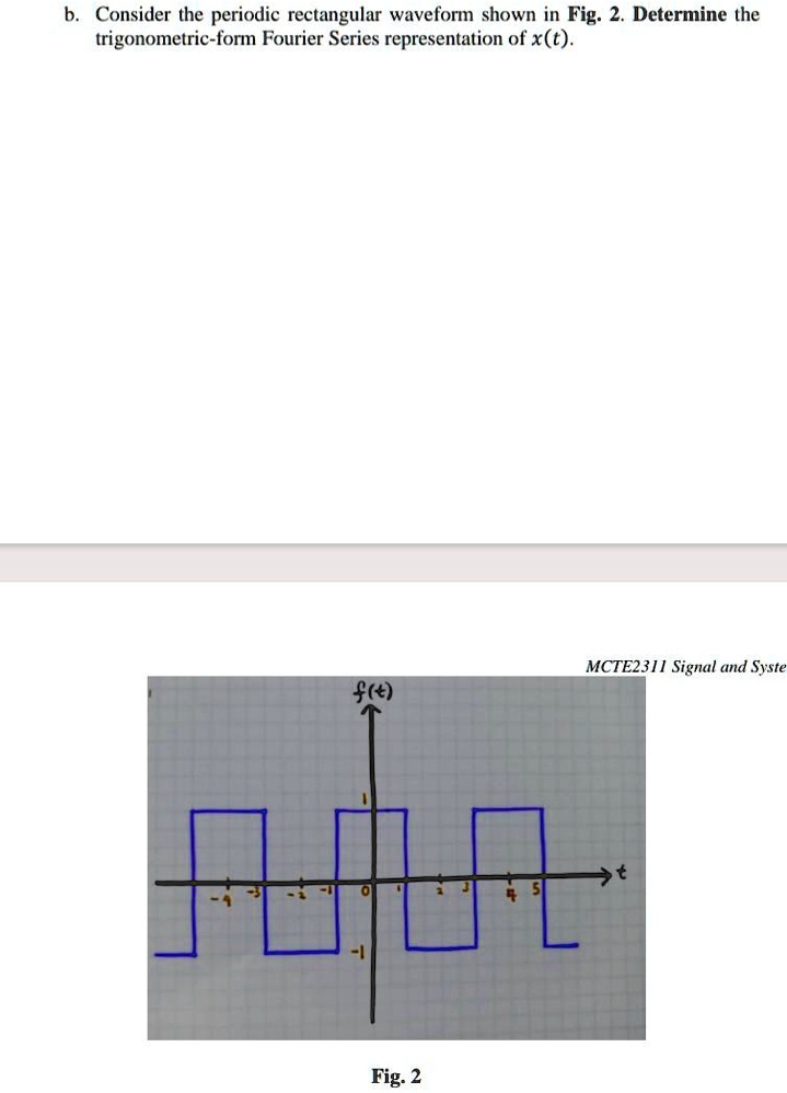 B Consider The Periodic Rectangular Waveform Shown In Fig2 Determine The Trigonometric Form 1550