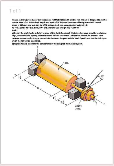 SOLVED: Shown in the figure is a gear-driven squeeze roll that mates ...