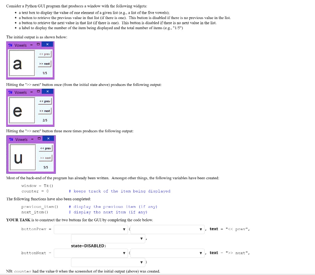 Consider A Python Gui Program That Produces A Window With The Following Widgets • A Text Box To