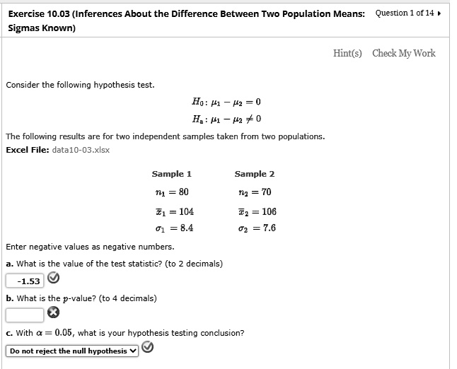 Exercise 10.03 (Inferences About the Difference Between Two Population ...