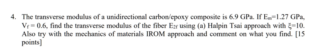 Solved The Transverse Modulus Of A Unidirectional Carbon Epoxy