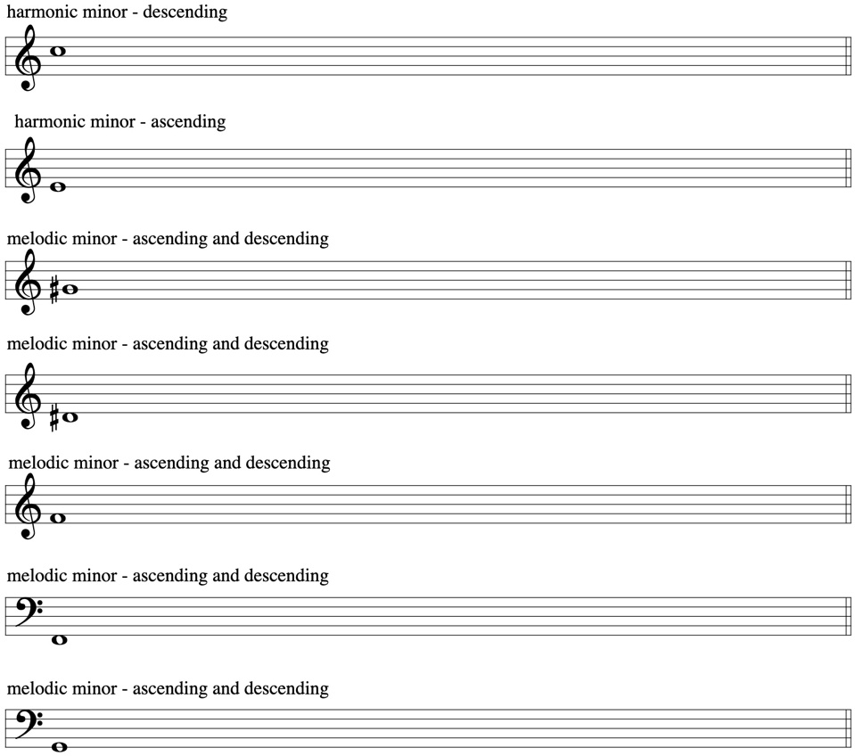 SOLVED: 'harmonic minor descending harmonic minor - ascending melodic ...