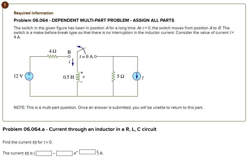 required information problem 06064 dependent multi part problem assign all parts the switch in ...