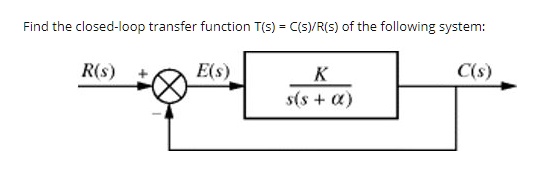 find the closed loop transfer function ts csrs of the following system rs els c s 88317
