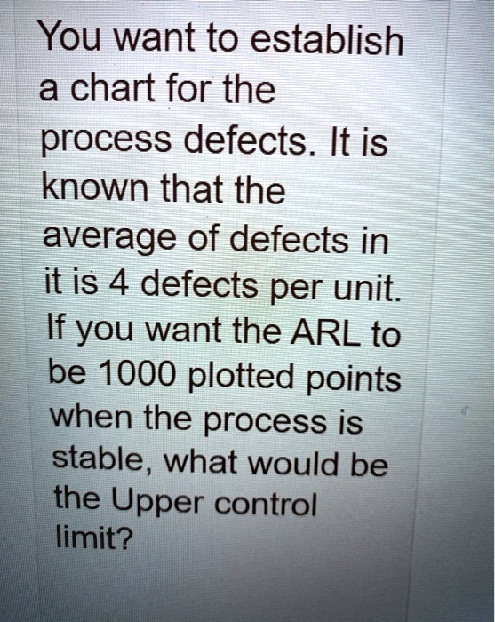 SOLVED: You want to establish a chart for the process defects. It is ...
