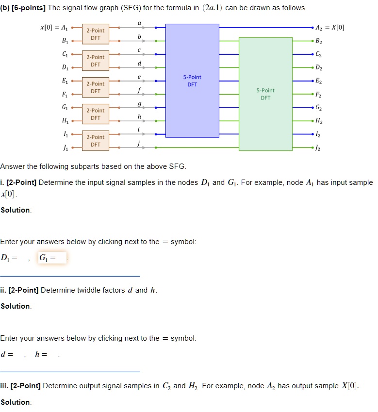 SOLVED: (b) [6-points] The signal flow graph (SFG) for the formula in ...